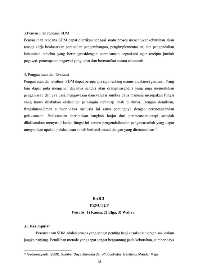 Makalah Metode Perencanaan Sumber Daya Manusia (SDM): Strategi dan Implementasi untuk Efisiensi ...