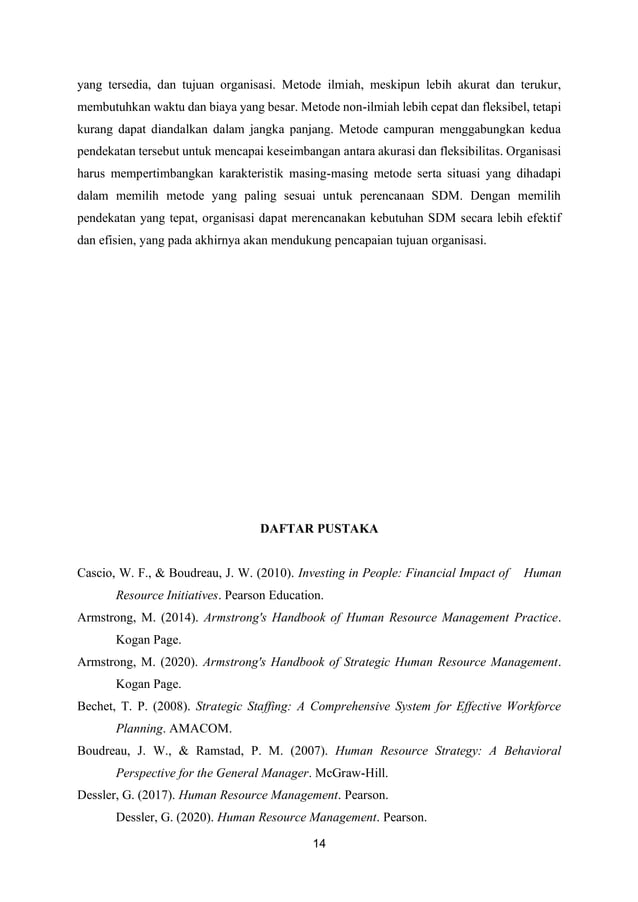 Makalah Metode Perencanaan Sumber Daya Manusia (SDM): Strategi dan Implementasi untuk Efisiensi ...