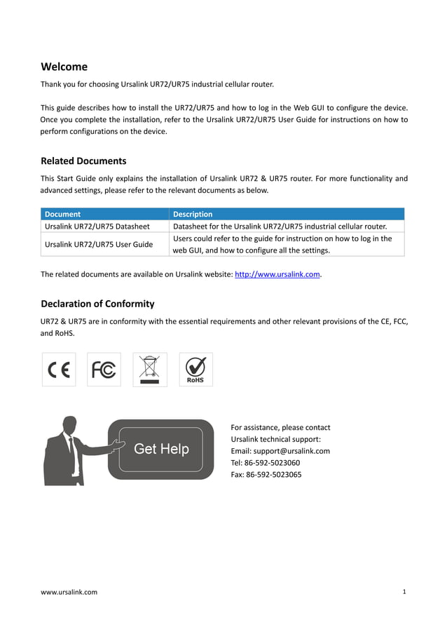 Ursalink UR75 Industrial Cellular Router Quick Start Guide | PDF