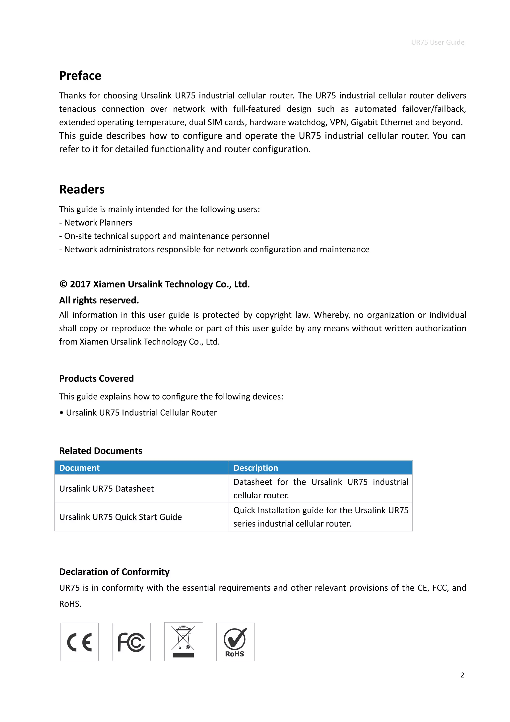 Ursalink UR75 Industrial Cellular Router User Guide | PDF