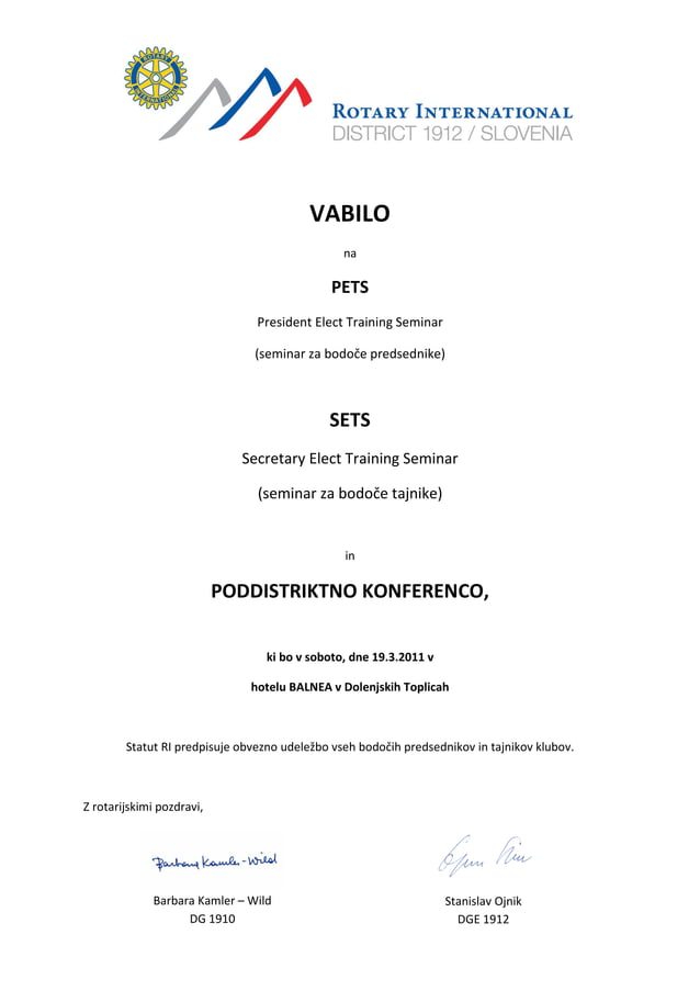Uradno vabilo pets sets 2011 | PDF