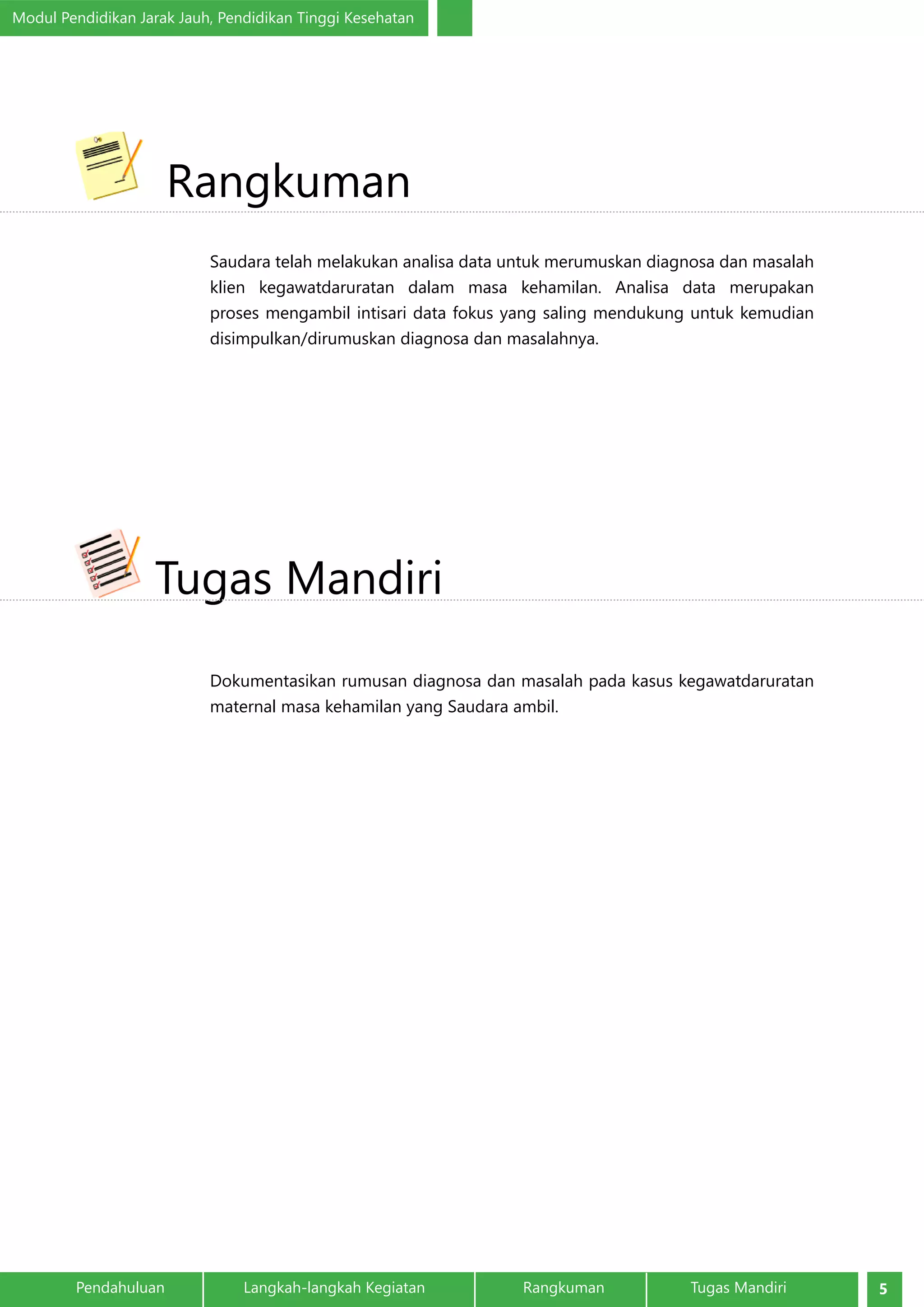 Analisa data untuk merumuskan diagnosa/ masalah | PDF