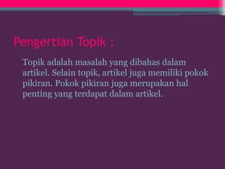 Uraian topik artikel | PPTX