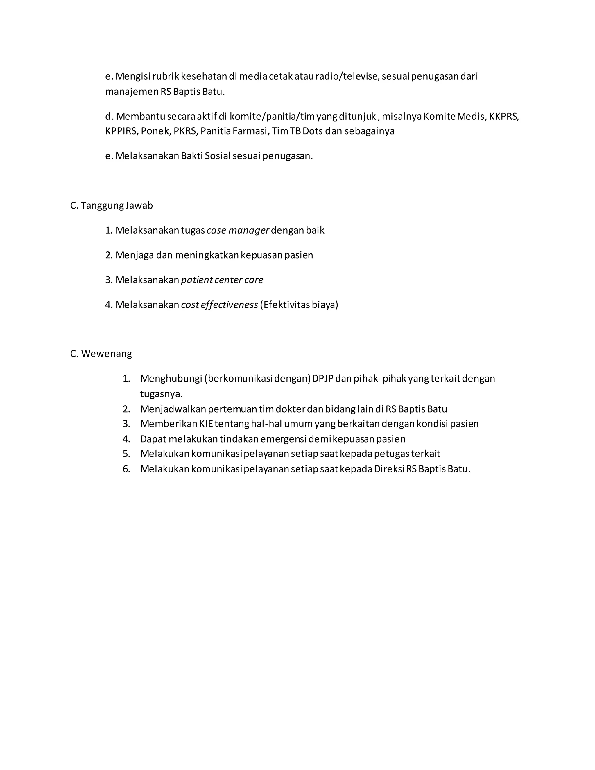 Uraian tugas gp cm | DOCX