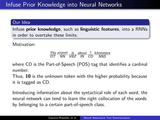 Improving Neural Abstractive Text Summarization with Prior Knowledge | PPT