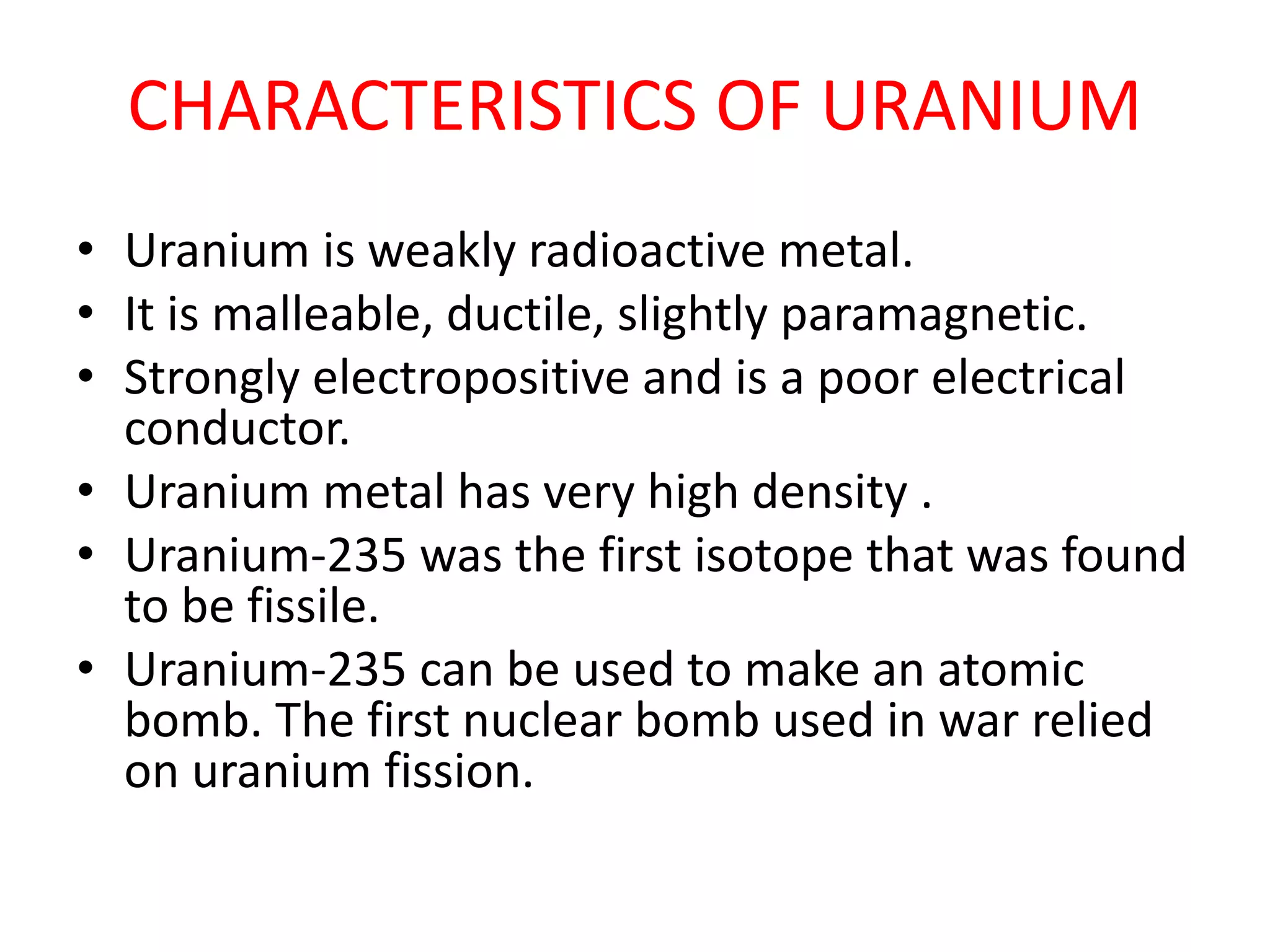 Uranium enrichment and extraction from ores | PPTX
