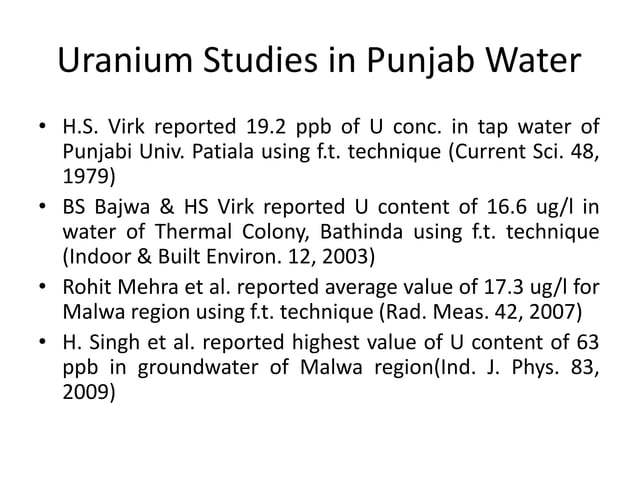Uranium poisoning in punjab | PPTX | Chemistry | Science