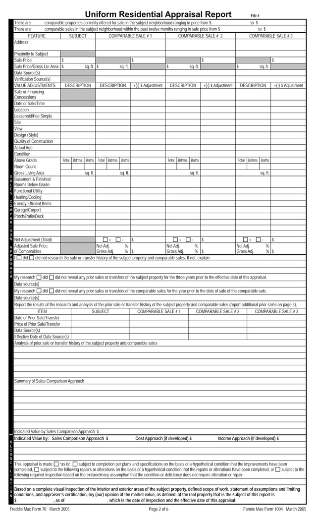 Urar Appraisal Form | PDF | Home Financing | Personal Debt