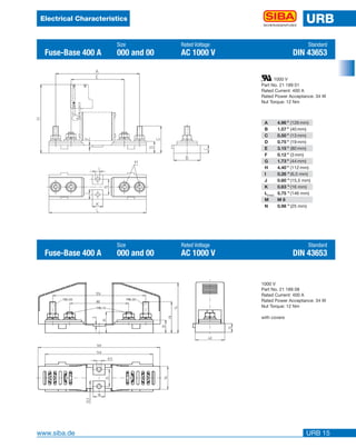 SIBA - URB DIN Bolted Contact Fuses, Semiconductor Protection Low ...