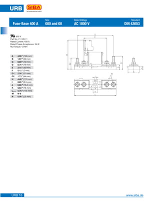 SIBA - URB DIN Bolted Contact Fuses, Semiconductor Protection Low ...