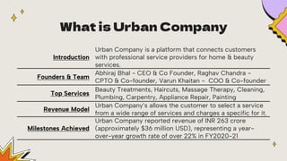 Urban Company Business Model / Case Study PPT | PPTX