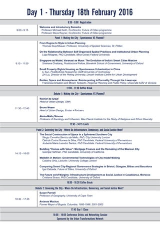 'Urban Governance & Its Discontents' Programme International Conference ...