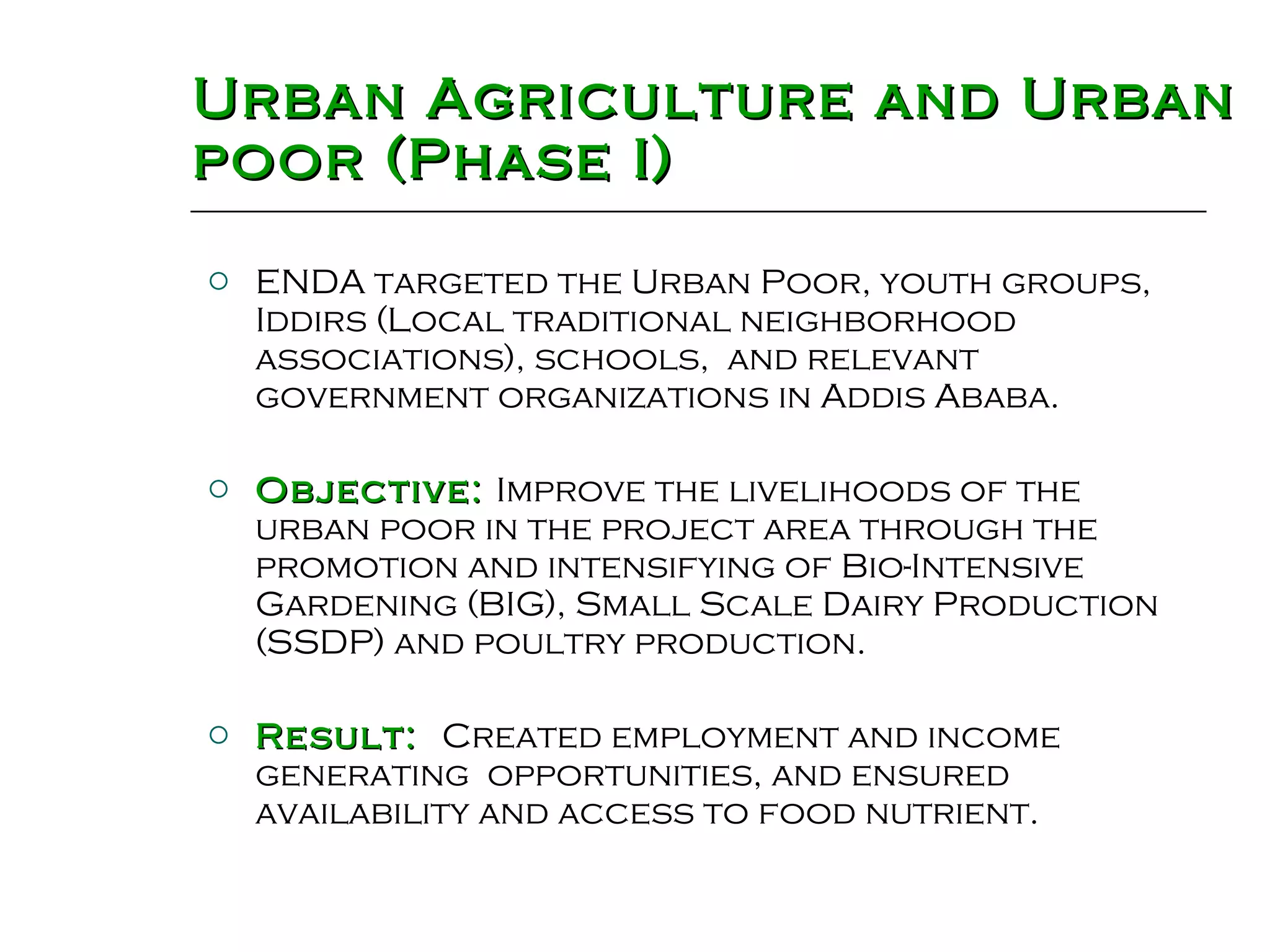 Urban agriculture and climate change enda ethiopia | PPT