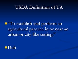 Urban agriculture intro | PPT