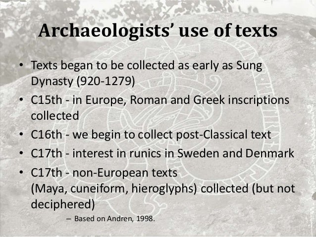 Urban Archaeology Session 5: Archaeologists and Text