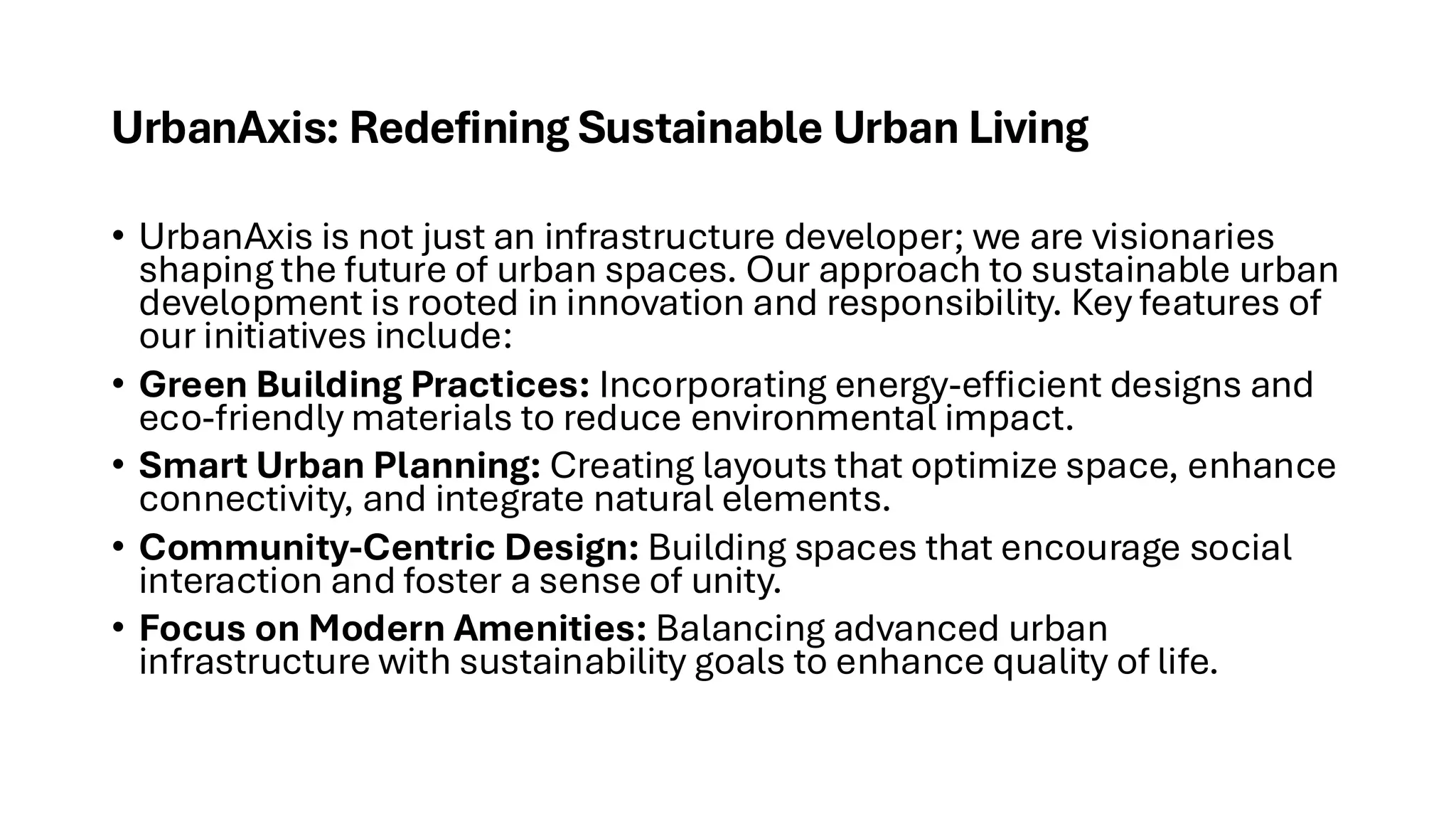Building Urban Sustainable Communities: A Vision by UrbanAxis | PPT