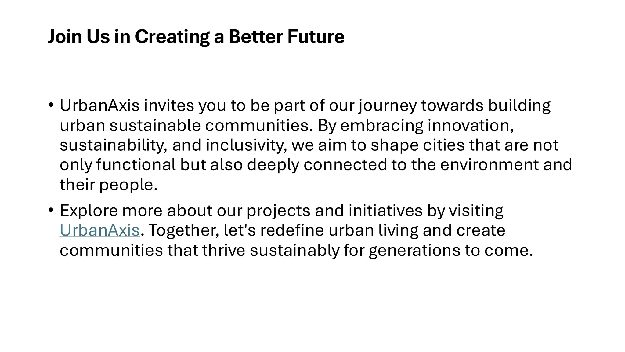 Building Urban Sustainable Communities: A Vision by UrbanAxis | PPT