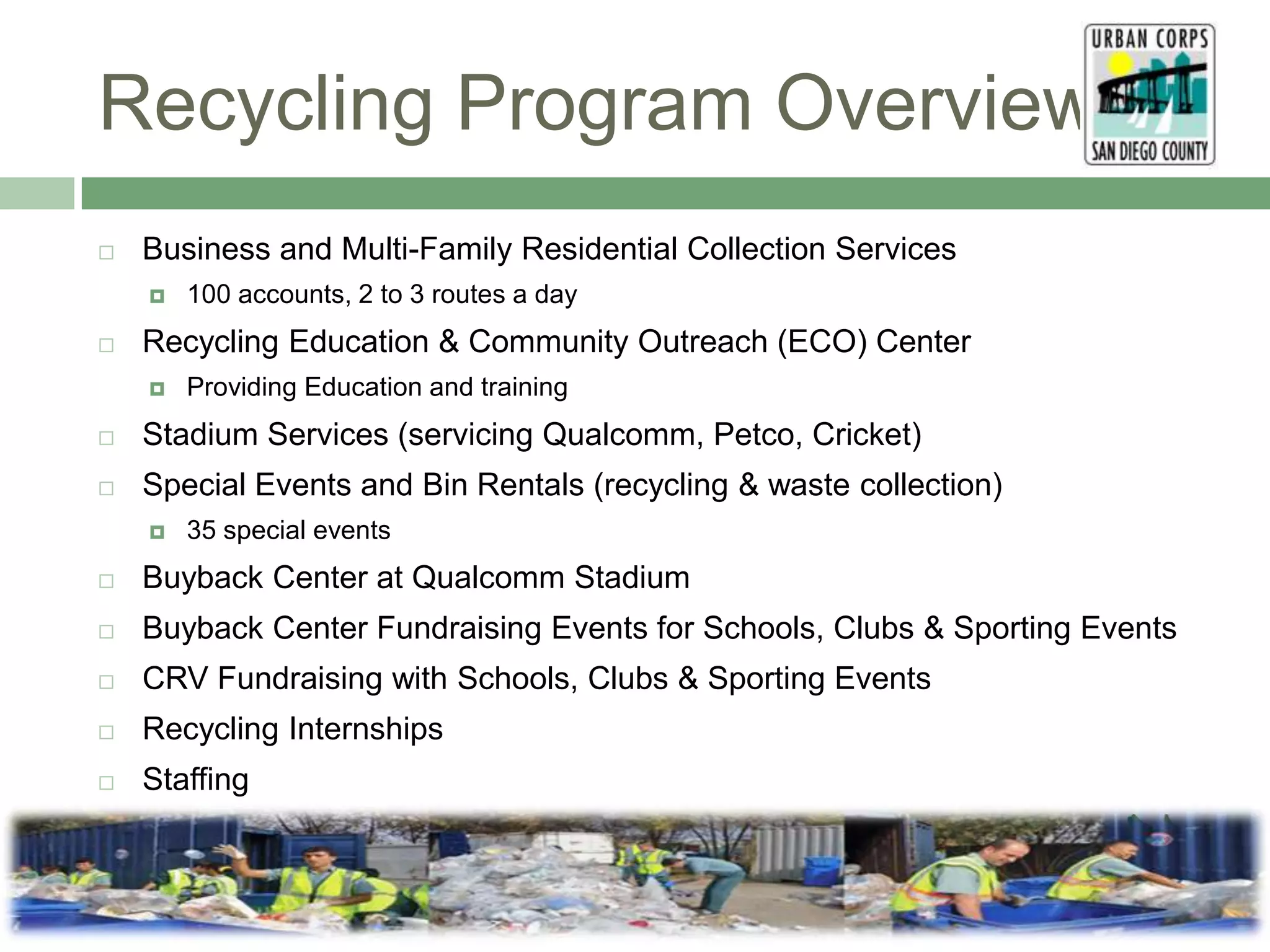 Urban corps recycling earned income 9 10 12 | PPS