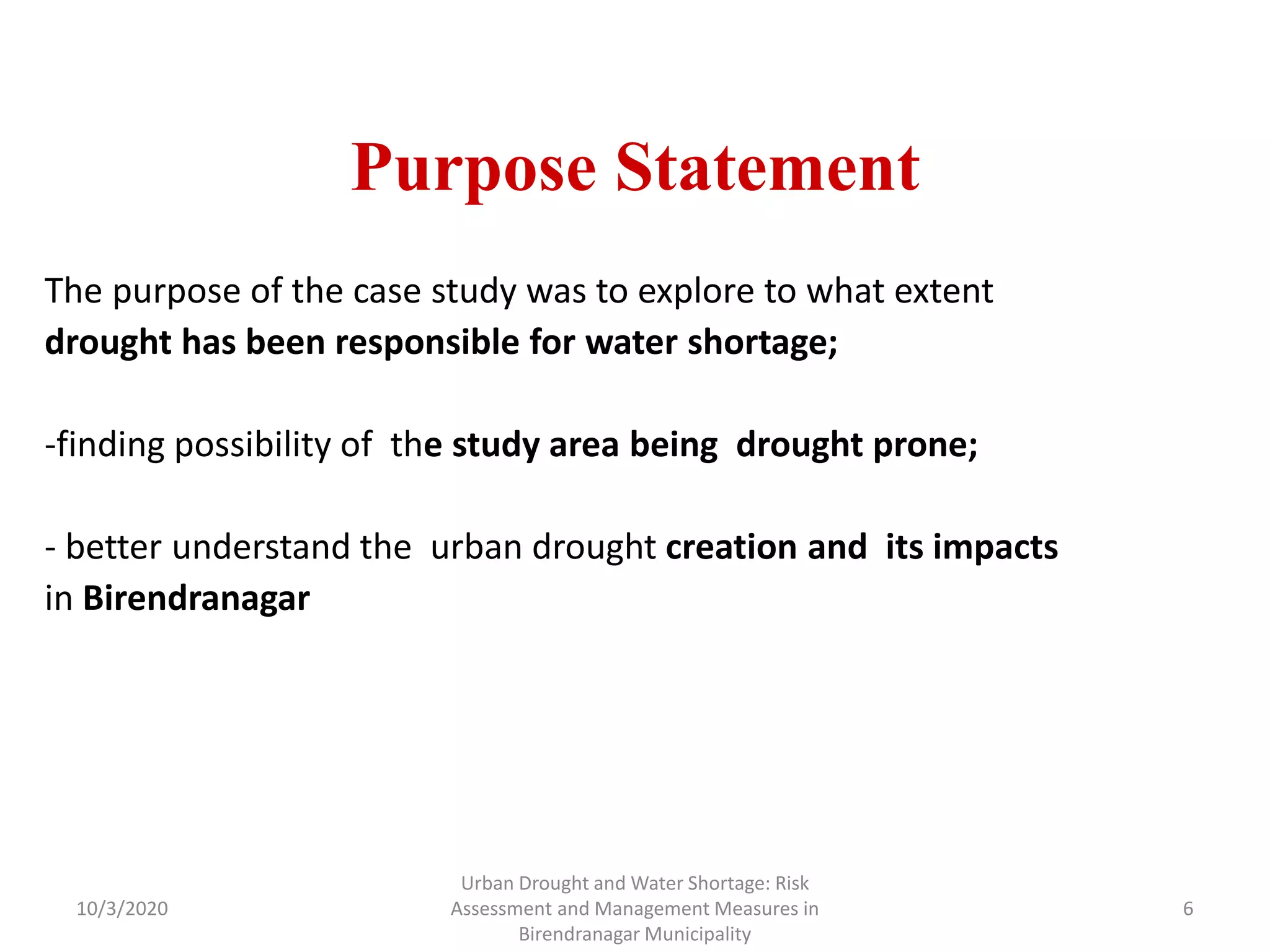 Urban drought and water shortage | PPTX