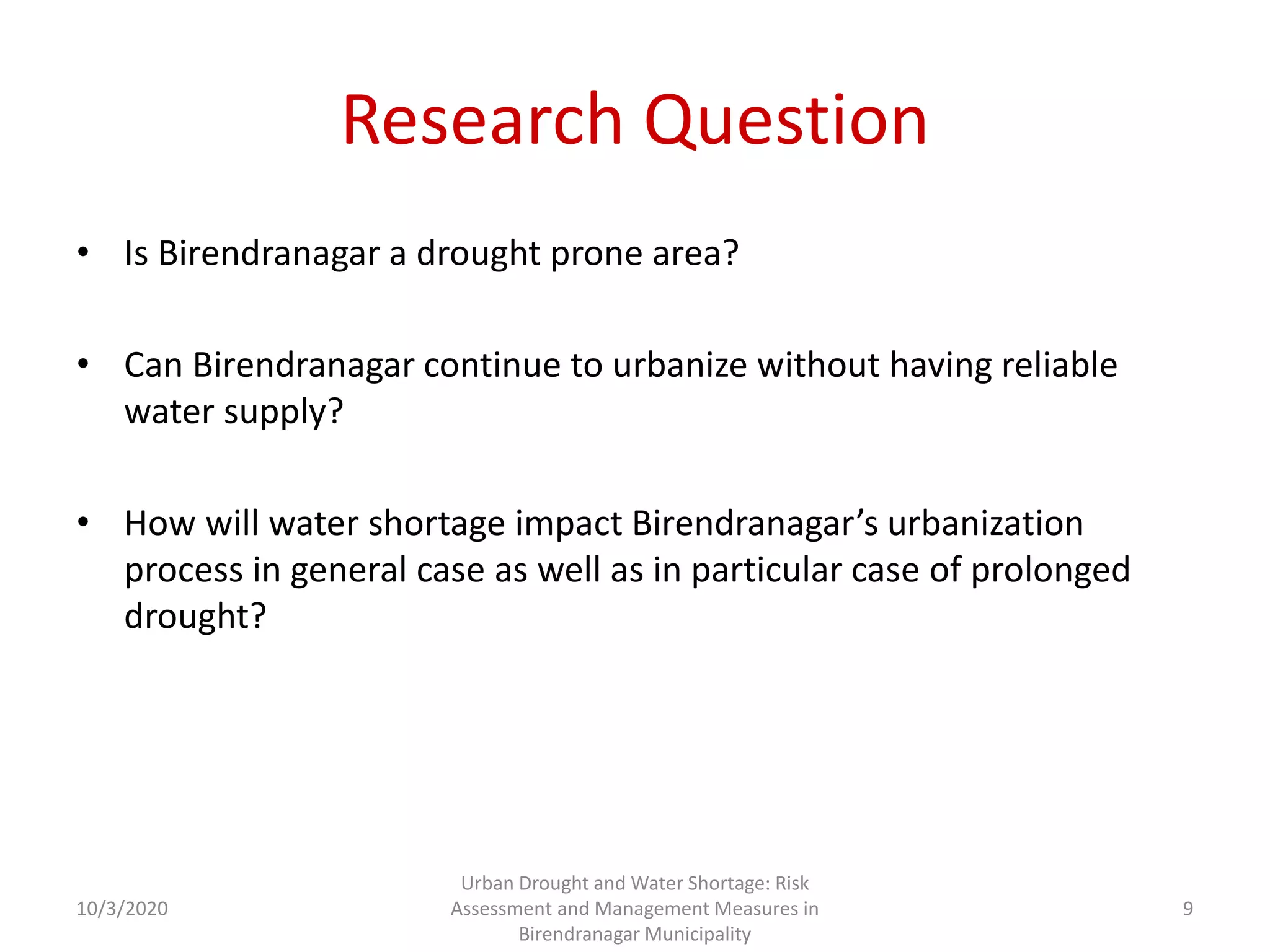 Urban drought and water shortage | PPTX