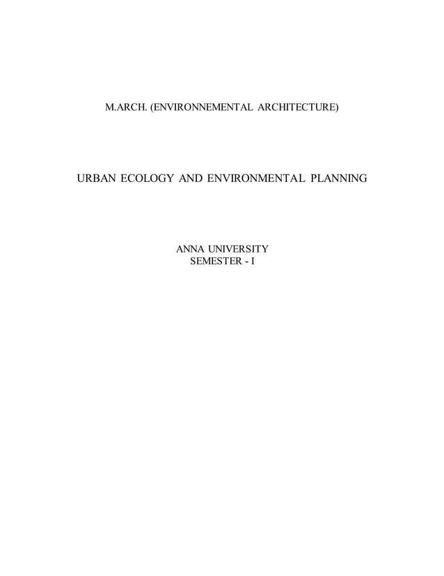 Urbanecology and environmental planning | PDF