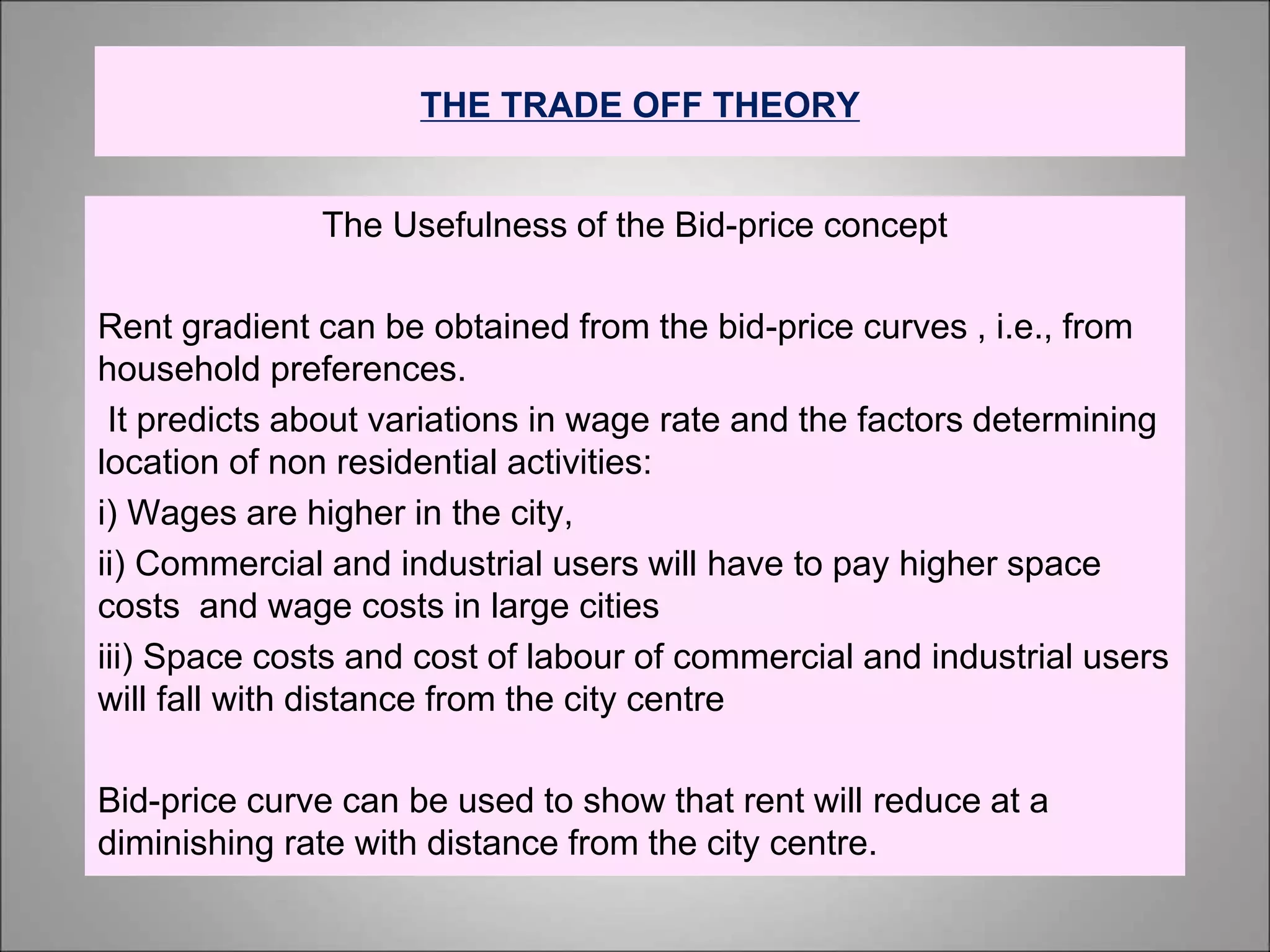 Urban economics trade off theory | PPT