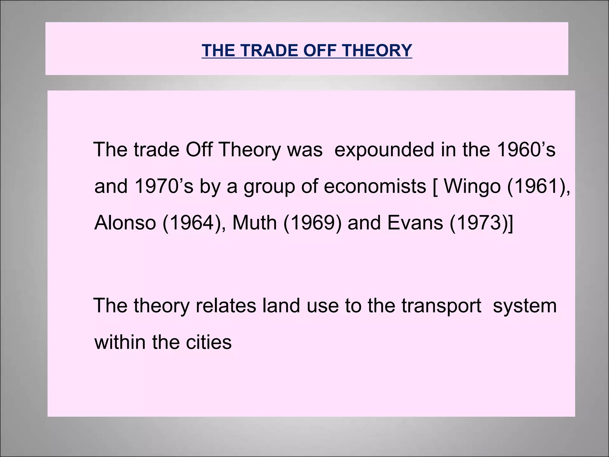 Urban economics trade off theory | PPT