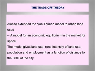 Urban economics trade off theory | PPT