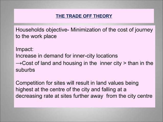 Urban economics trade off theory | PPT | Land and Farms | Real Estate