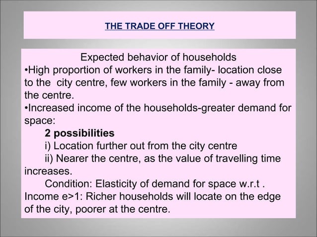 Urban economics trade off theory | PPT | Land and Farms | Real Estate
