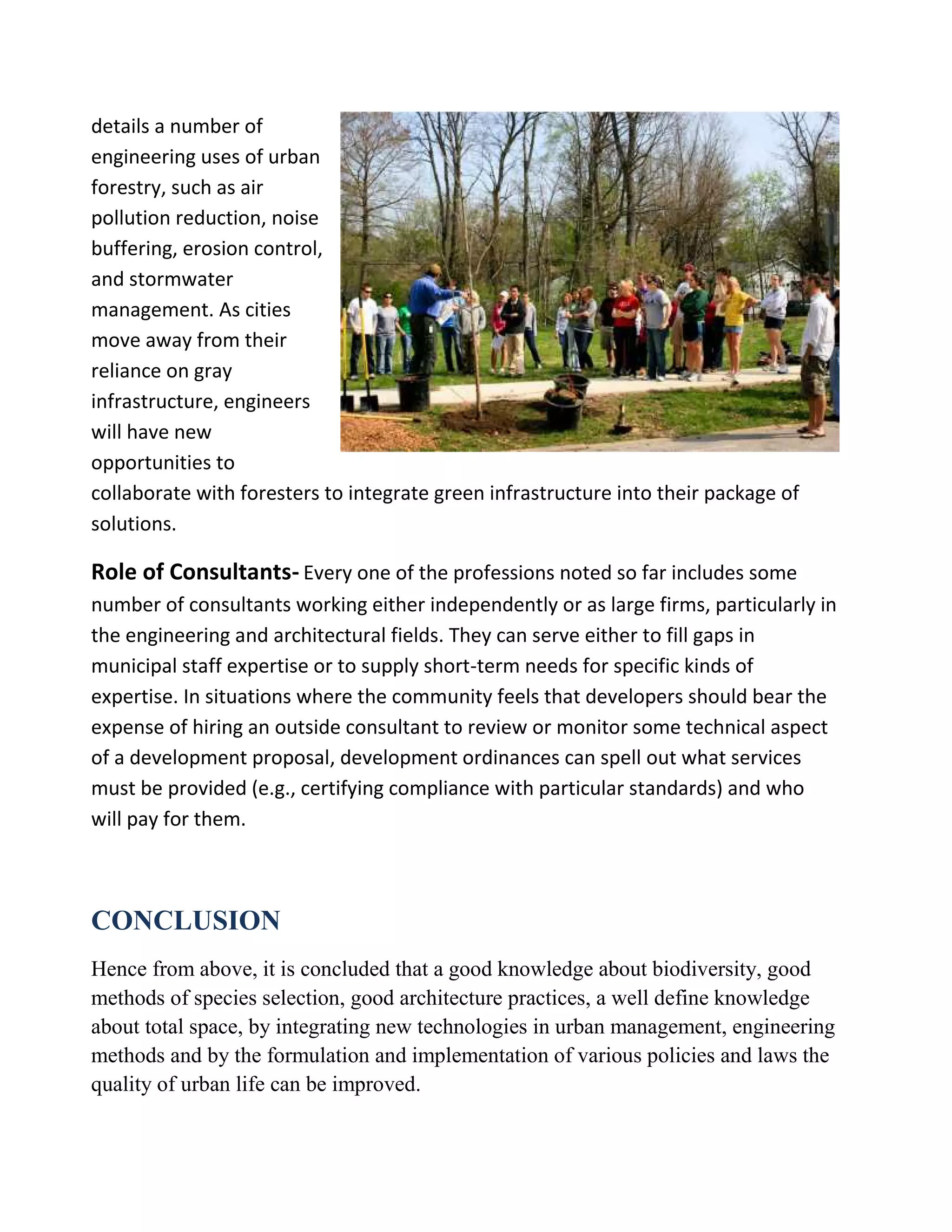 SCOPE OF HIGHER EDUCATION AND RESEARCH IN URBAN FORESTRY, LANDSCAPE ...