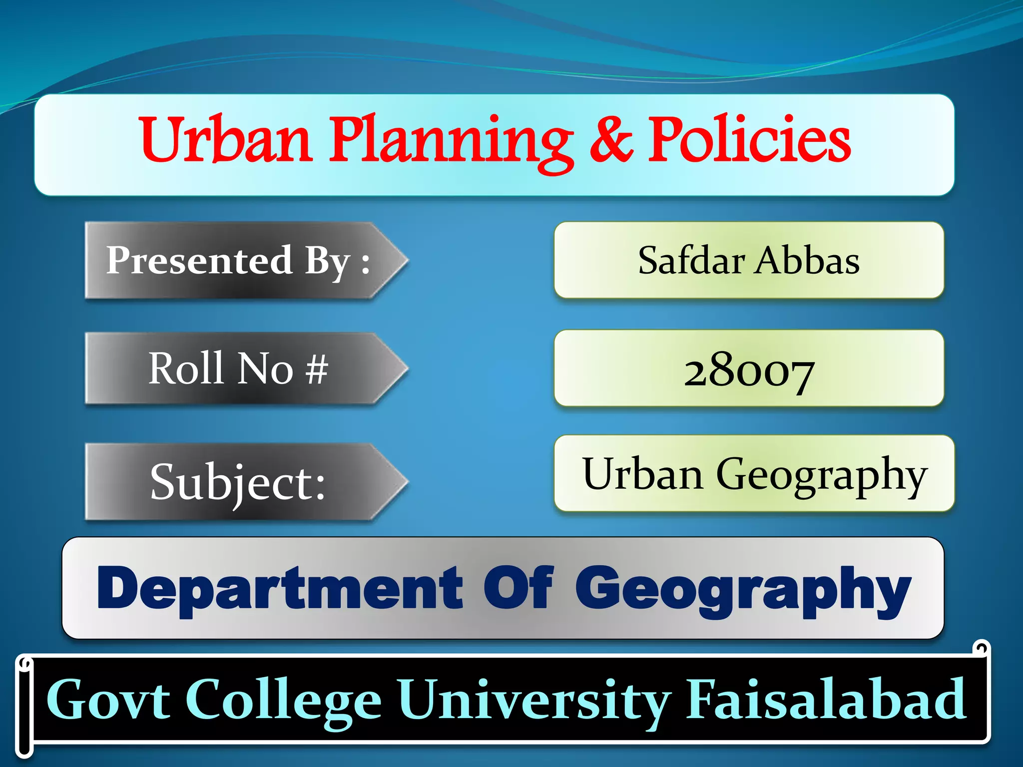 Urban Planning and Policies | PPTX