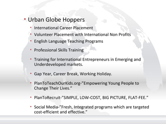 Urban Globe Hoppers Overview | PPT