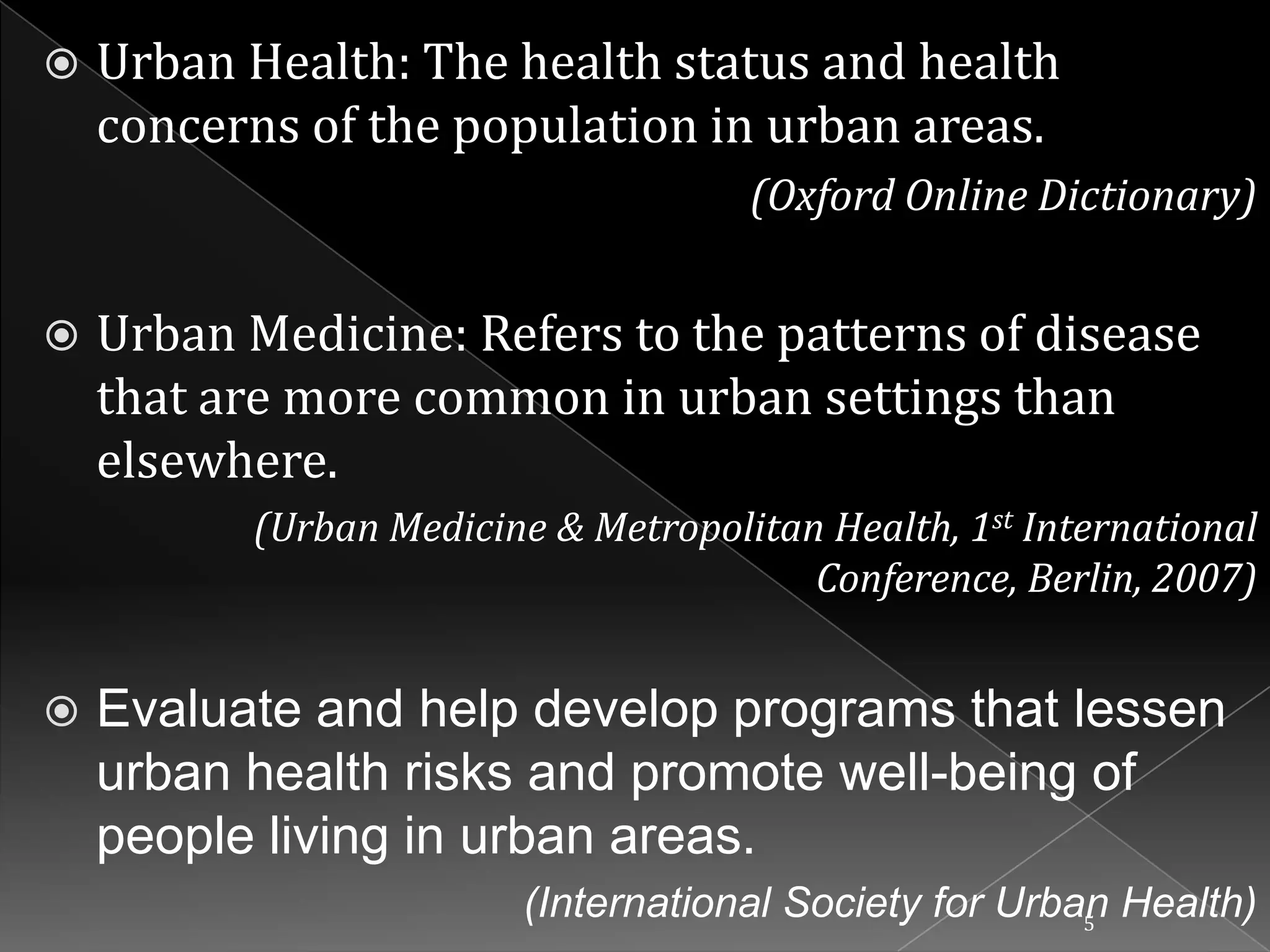 Urban health - issues and challenges | PPTX