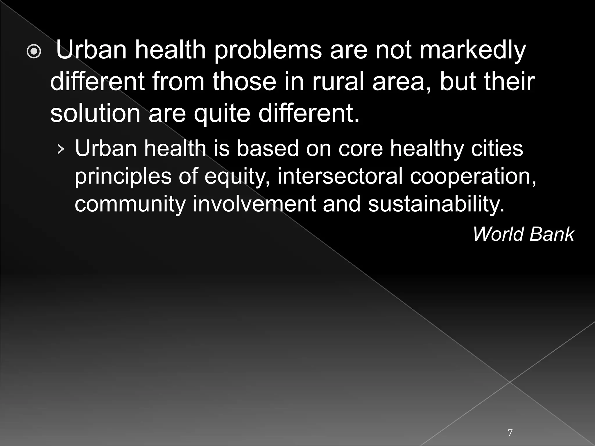 Urban health - issues and challenges | PPTX