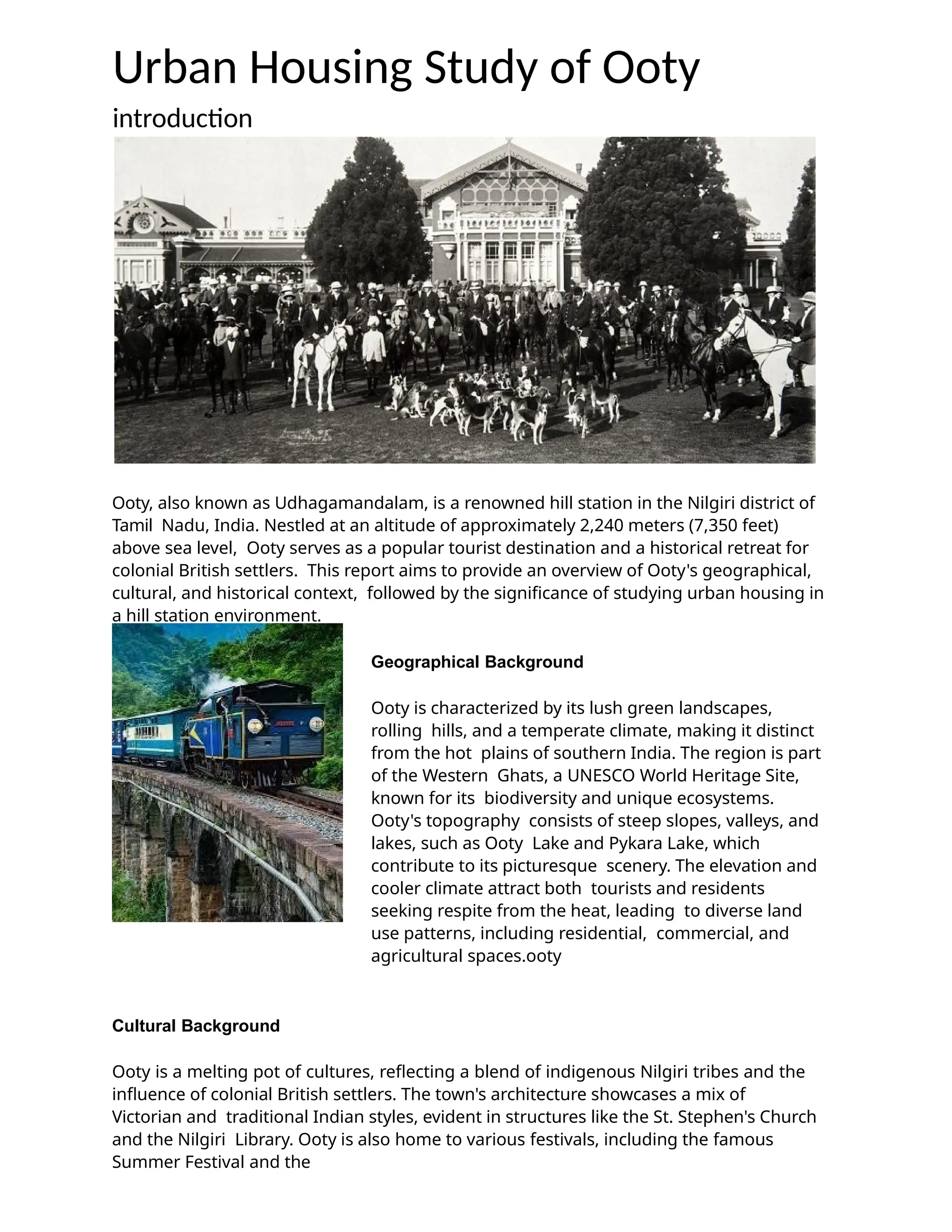 Urban Housing Study of Ooty some guidelines and and introduction | PPTX
