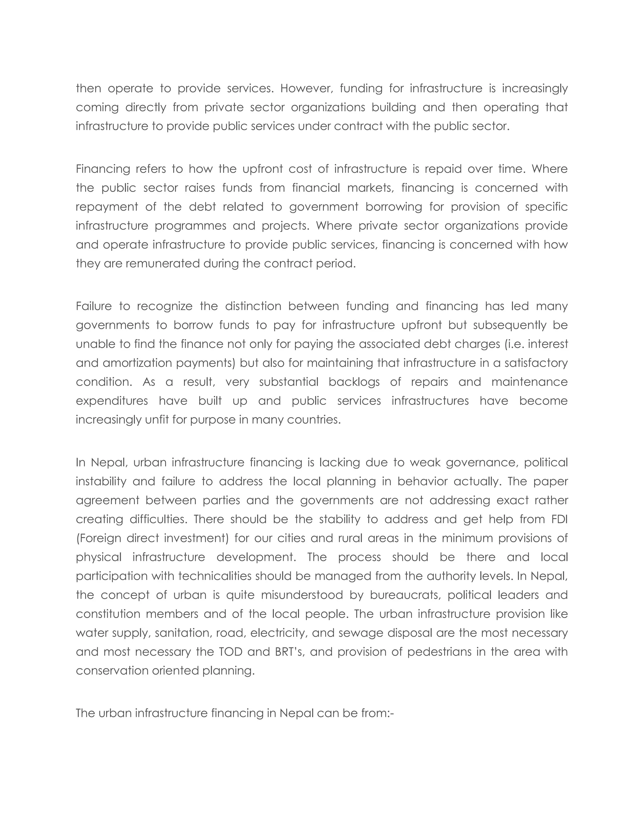 Urban infrastructure financing in nepal | PDF