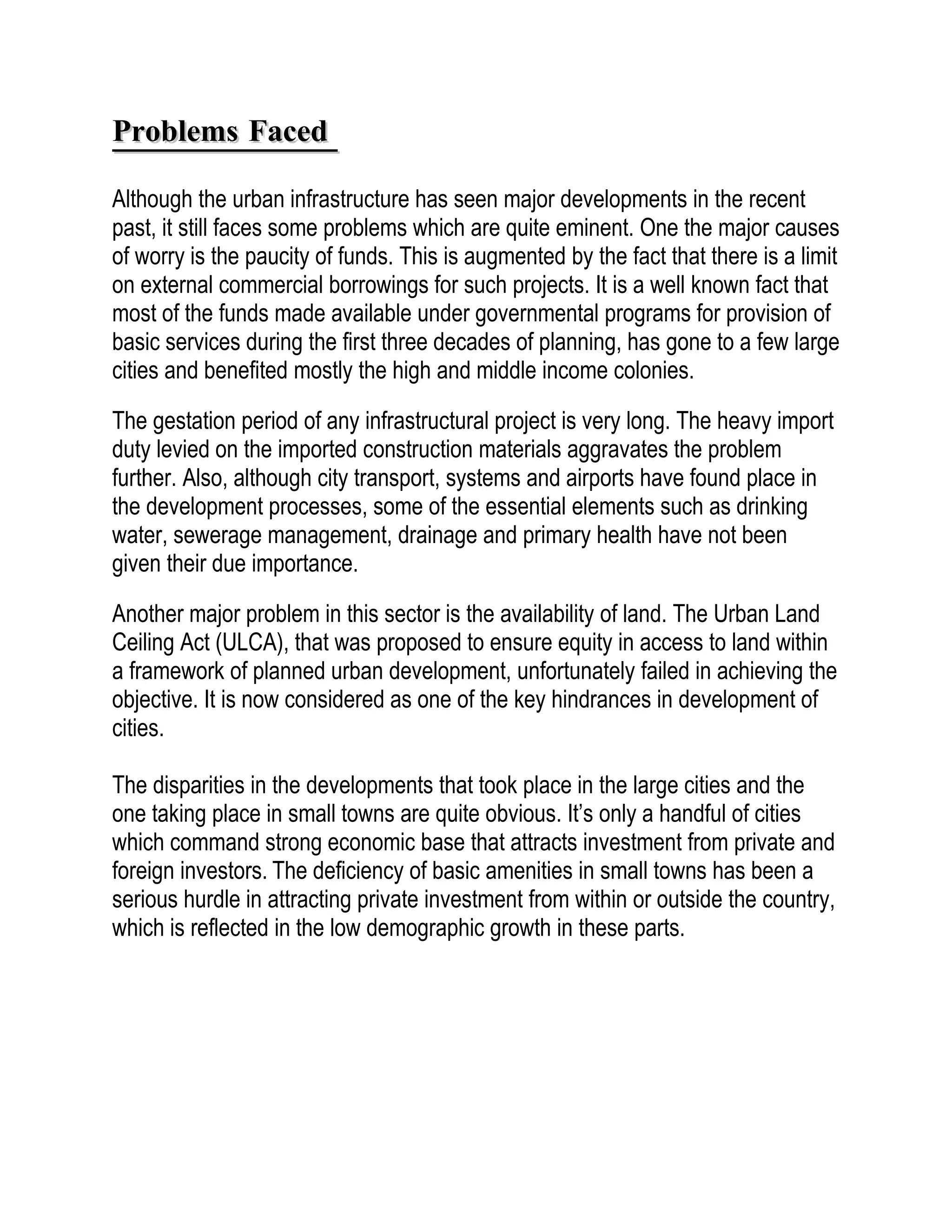 Urban infrastructure in india | DOC