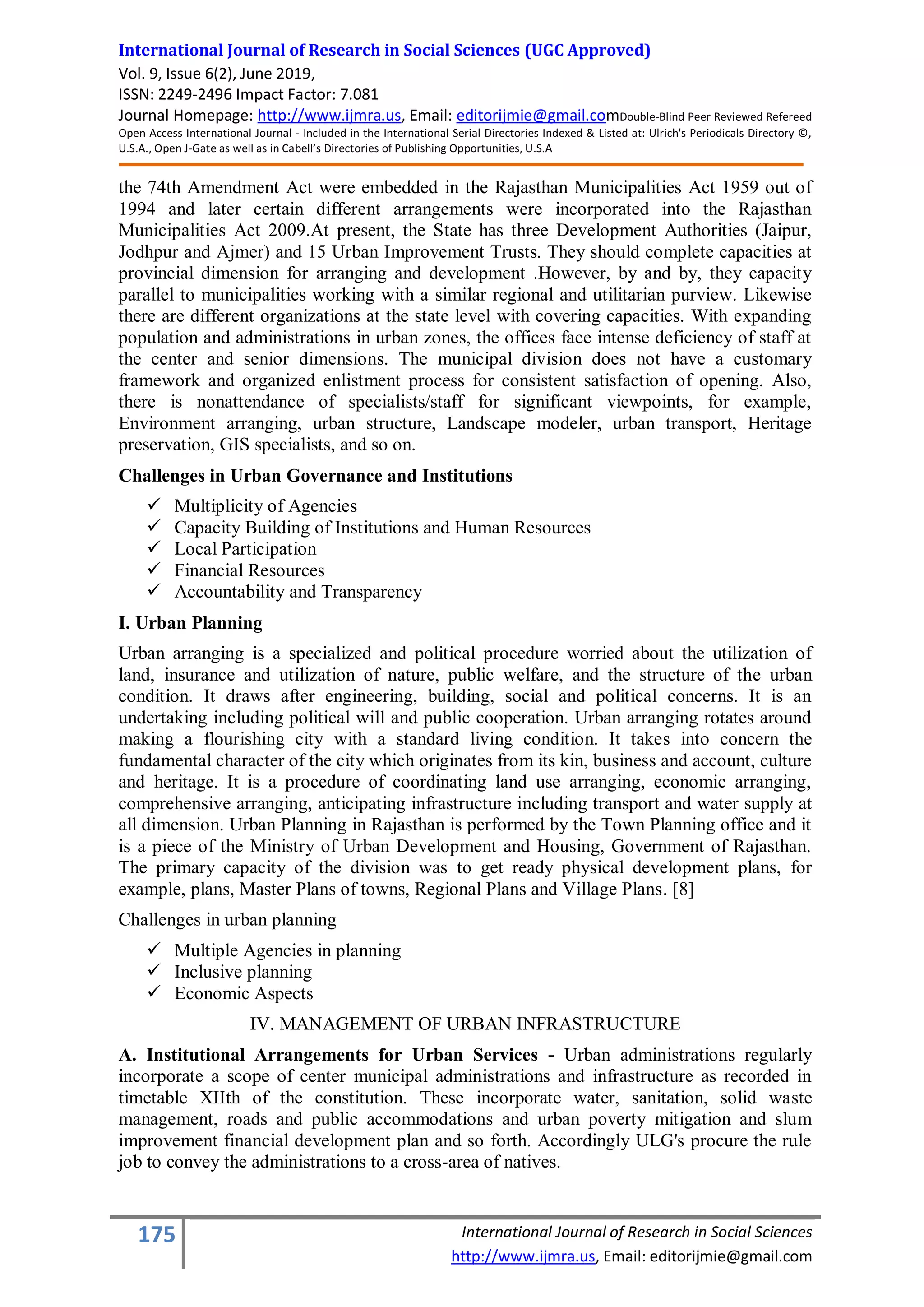 Urban infrastructure management in jaipur challenges and oppurtonity by ...