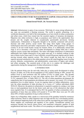 Urban infrastructure management in jaipur challenges and oppurtonity by ahmad jawad niazi | PDF