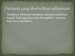 Pengertian urbanisasi | PPTX