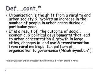 Urbanisation | PPTX