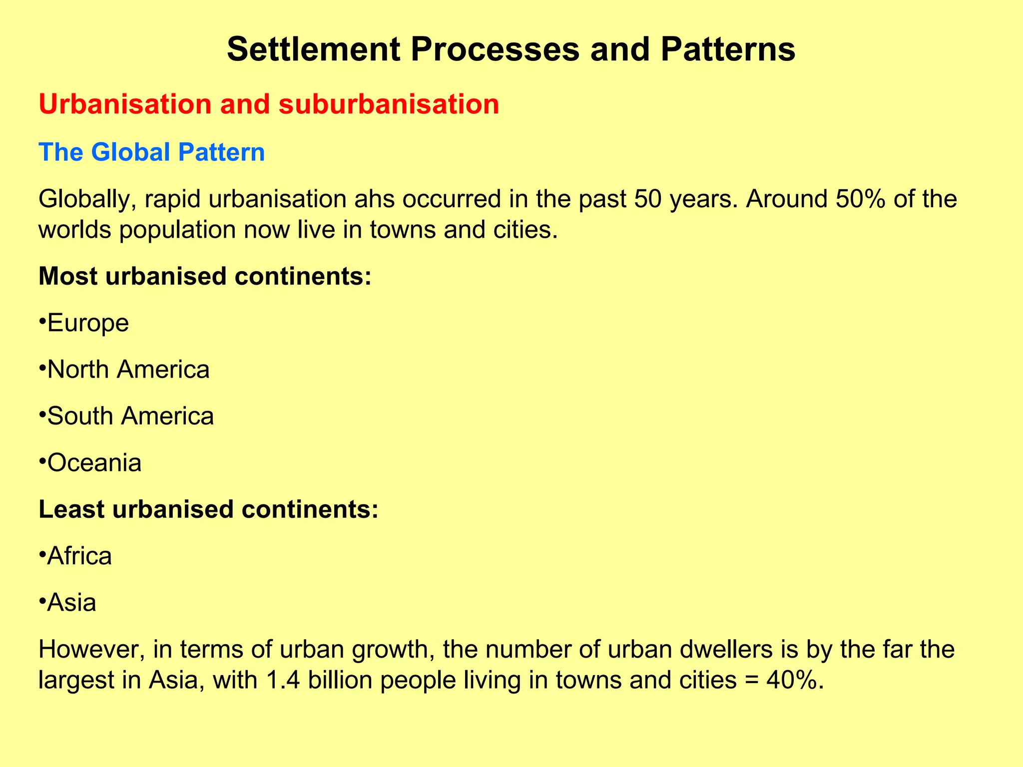 Urbanisation and Suburbanisation | PPT