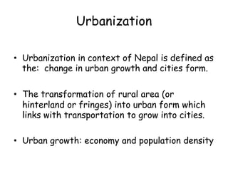 Urbanisation in context of nepal | PDF