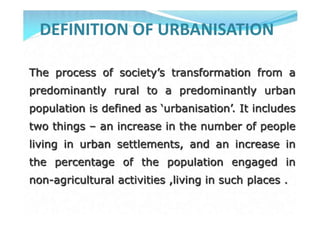Urbanisation in india | PPTX
