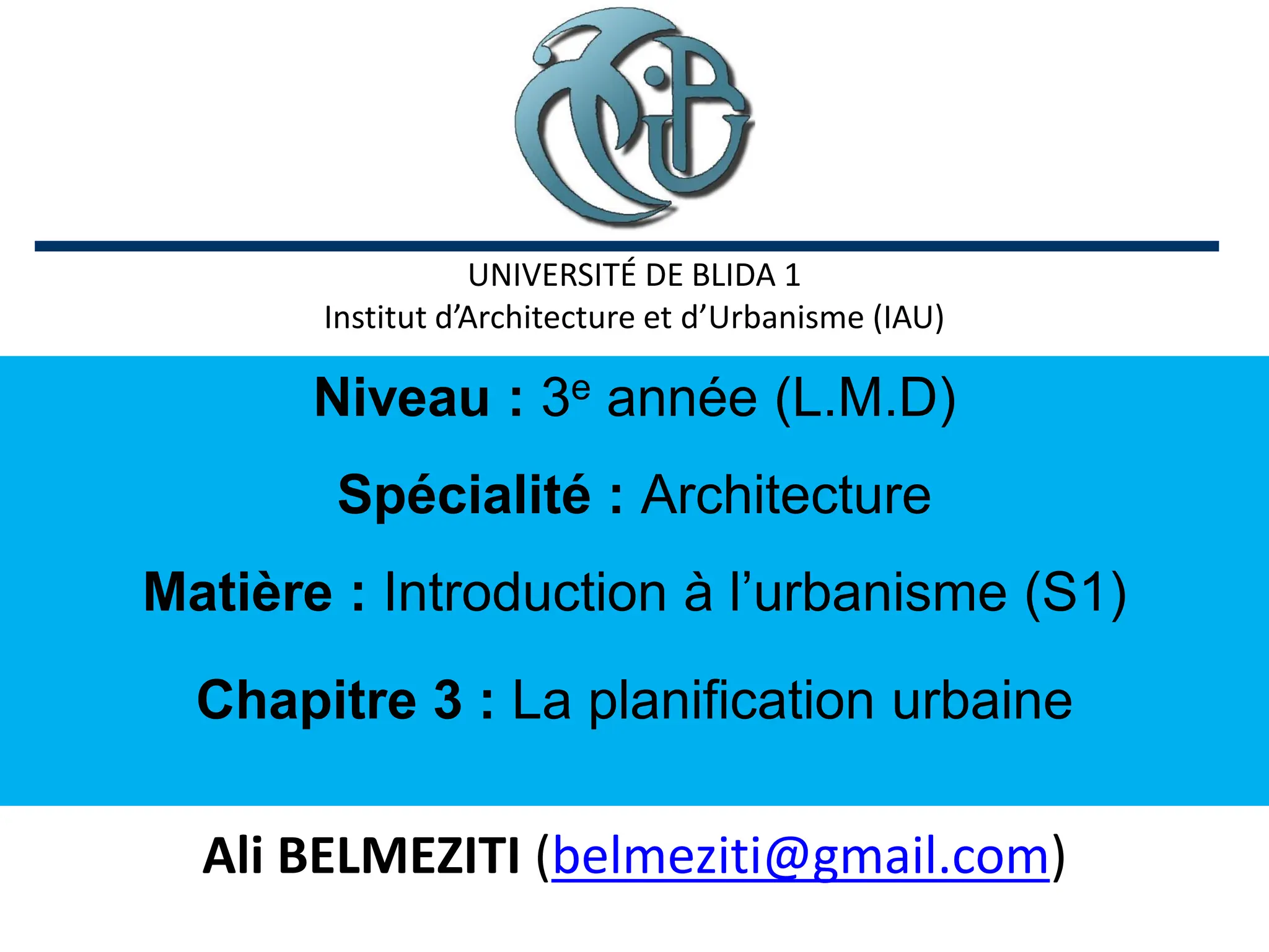 Urbanisme_Ch3.pdf architecture blida universite | PDF | Civil Engineering Industry | Industries