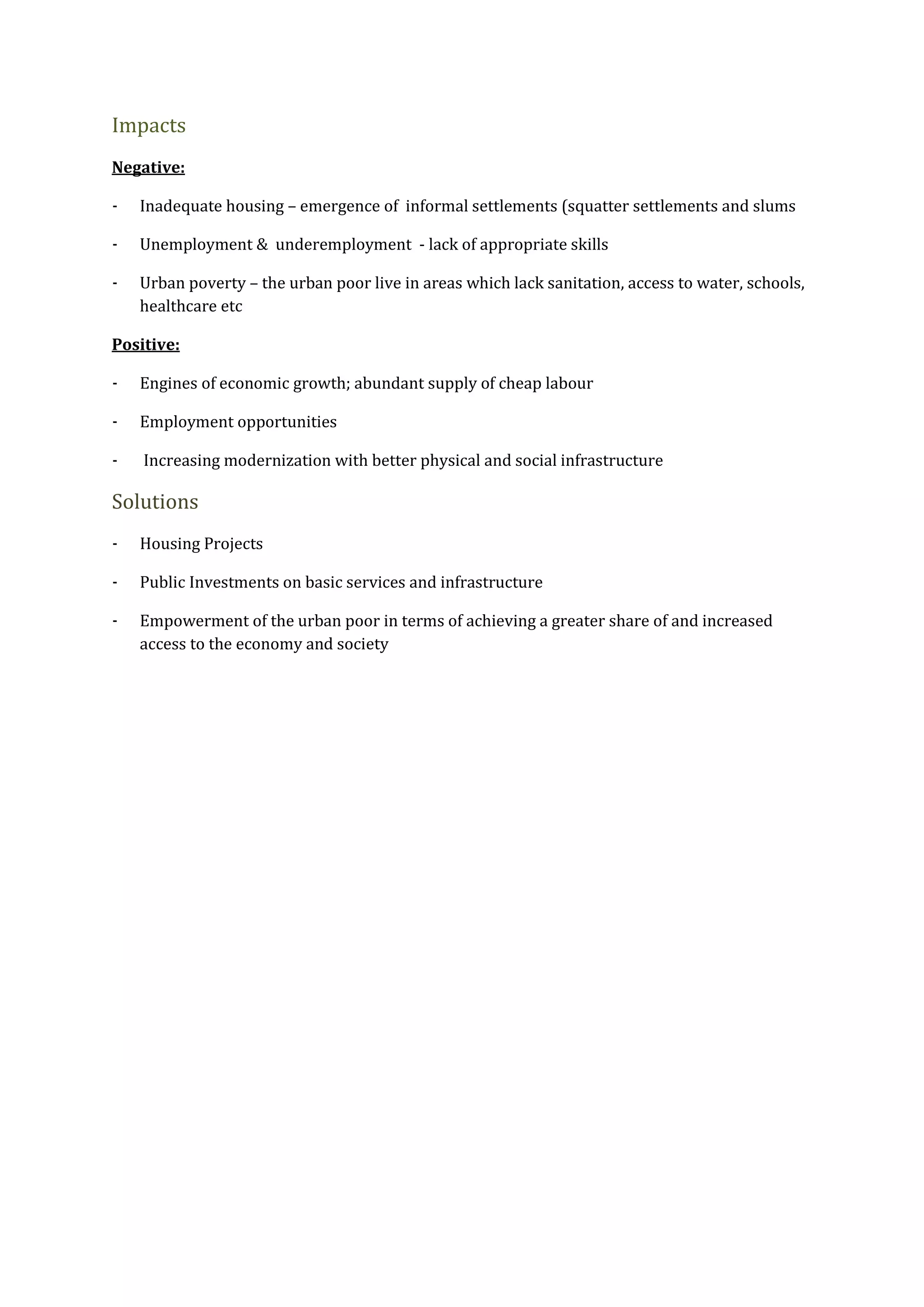 Urbanization Notes | PDF