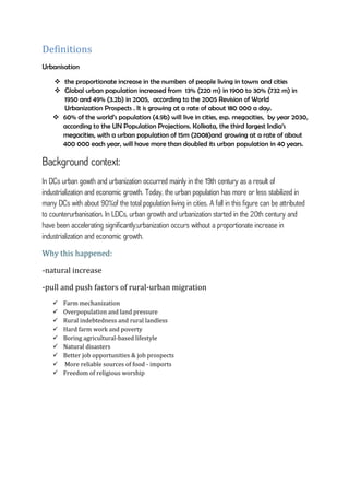 Urbanization Notes | PDF