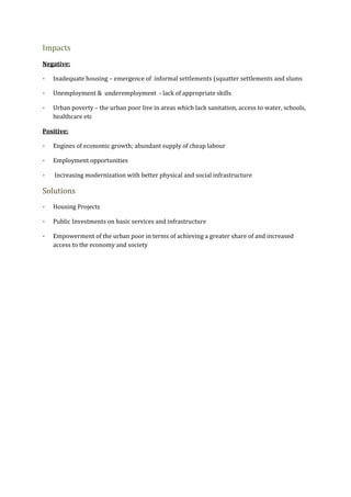 Urbanization Notes | PDF