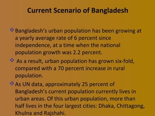 URBANIZATION IN BANGLADESH PRESENT STATUS AND EMERGING CHALLENGES | PPT